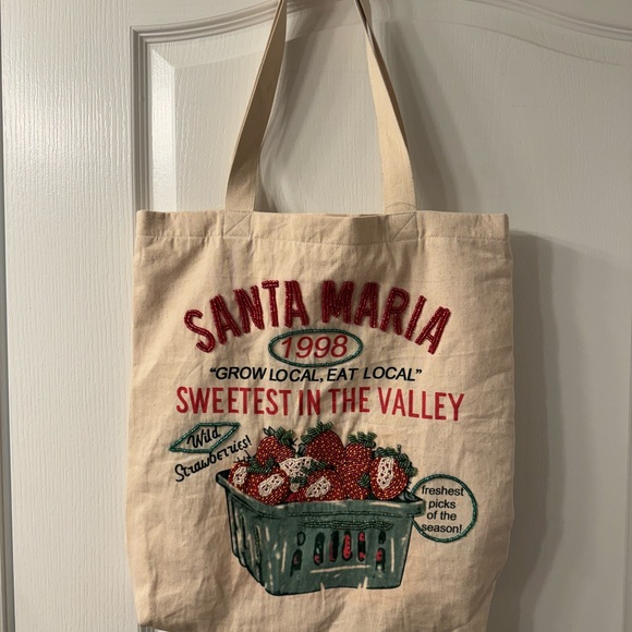 Anthropologie | Bags | Santa Maria Canvas Tote Bag With Strawberry ...